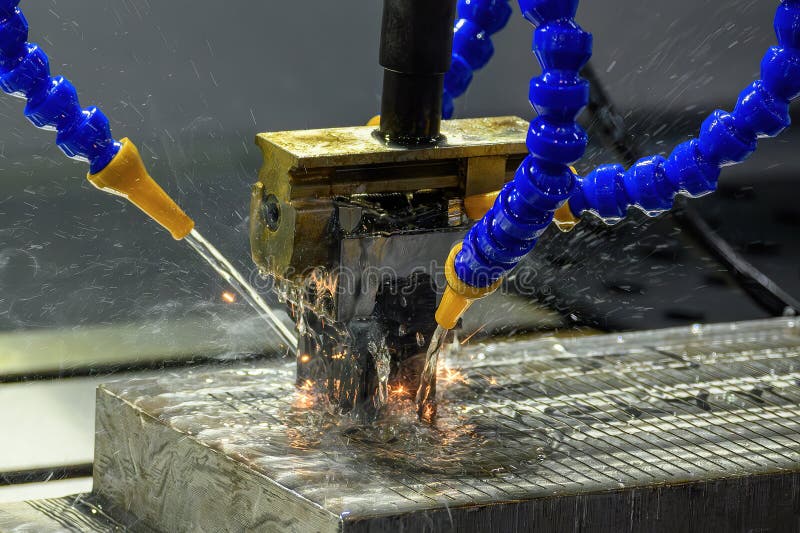 The Graphite Electrode Working on EDM Machine with Liquid Coolant ...