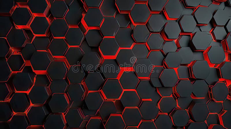 Graphite Hexagon Pattern with Red Accents Stock Illustration ...