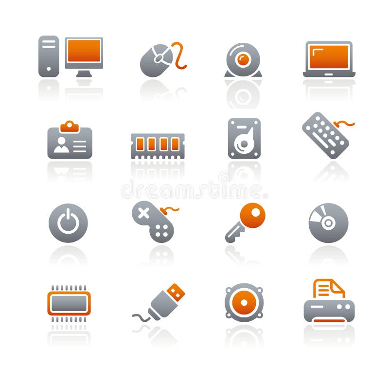 Graphite Icons // Computer & Devices Stock Vector - Illustration of ...