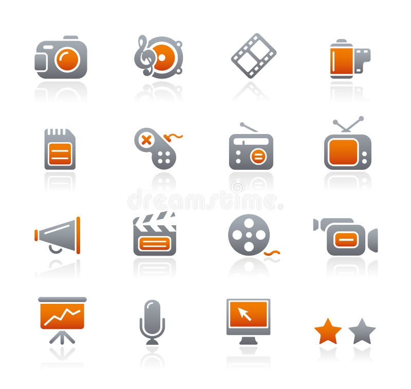 Graphite Icons // Multimedia Stock Vector - Illustration of multimedia ...