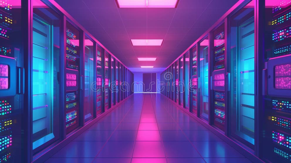 Graphite Modern Illustration of a Failure in a Computer Data Center ...