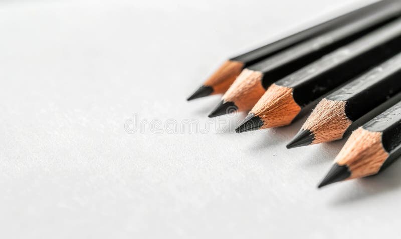Graphite Pencils Lying on a Blank Sheet of White Paper Stock Image ...