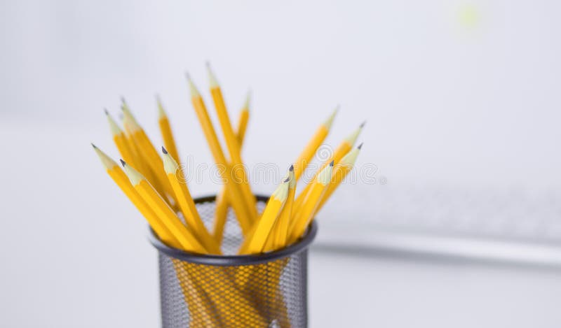 Graphite Pencils in a Metal Grid-container. Concept Stock Photo - Image ...