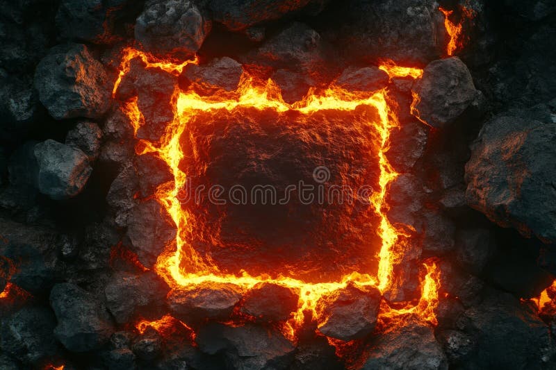 Graphite Rendering of Glow Square Shape in Front of Black Volcanic Rock ...
