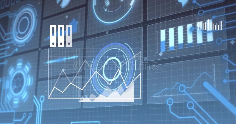 Graphs and Charts Data Analysis Animation Over Digital Interface Background Stock Footage ...