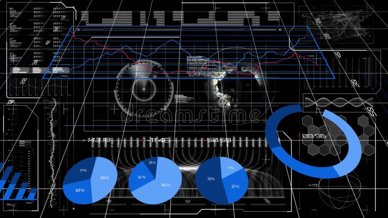 Graphs, Charts, and Data Visualization Animation Over Digital Interface Background Stock Footage ...