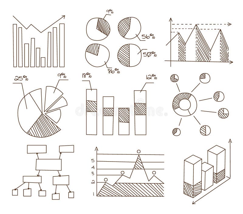 Graphs, Pie Charts and Diagrams. Hand Drawn Stock Vector - Illustration ...