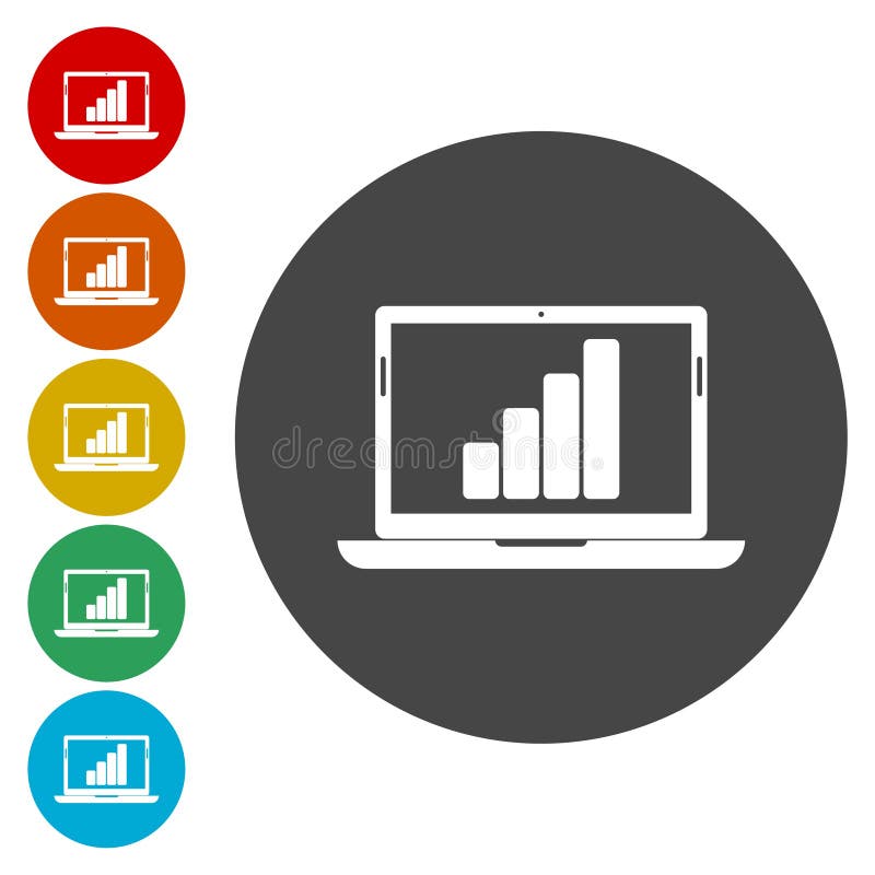 Graphs and Charts Icon. Laptop Icon Stock Vector - Illustration of ...