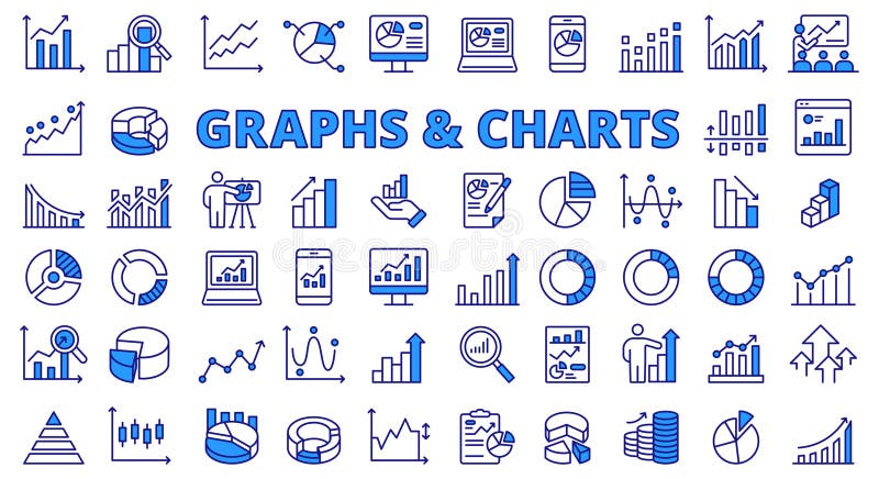 Graphs and Charts Icon Line Design Blue. Business Graph, Chart, Data ... Graphs and Charts Icon Line Design Blue. Business Graph, Chart, Data ...