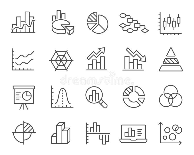 Graphs and Charts Icons Set. Editable Vector Stroke. Stock Vector ...