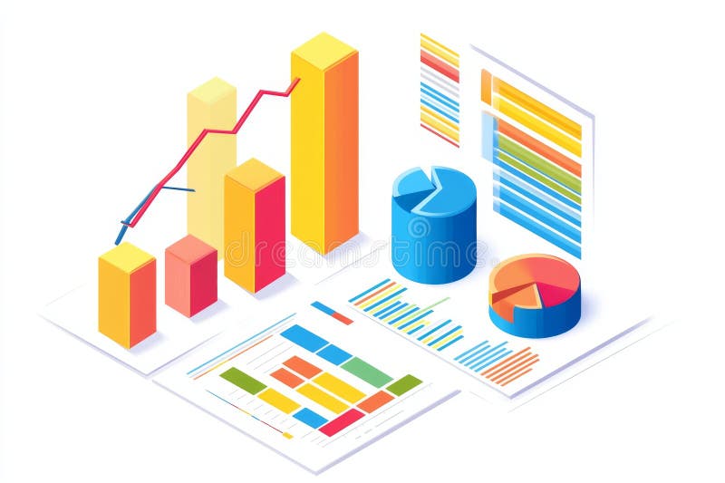Graphs and Charts Representing Data Analysis and Statistics. Stock ...
