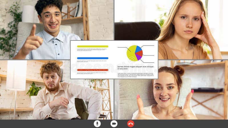 Team Working by Group Video Call Share Ideas Brainstorming Use Video ...