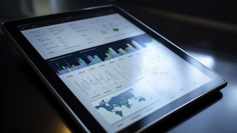 Graphs and Charts on a Touch Screen Tablet Stock Illustration ...