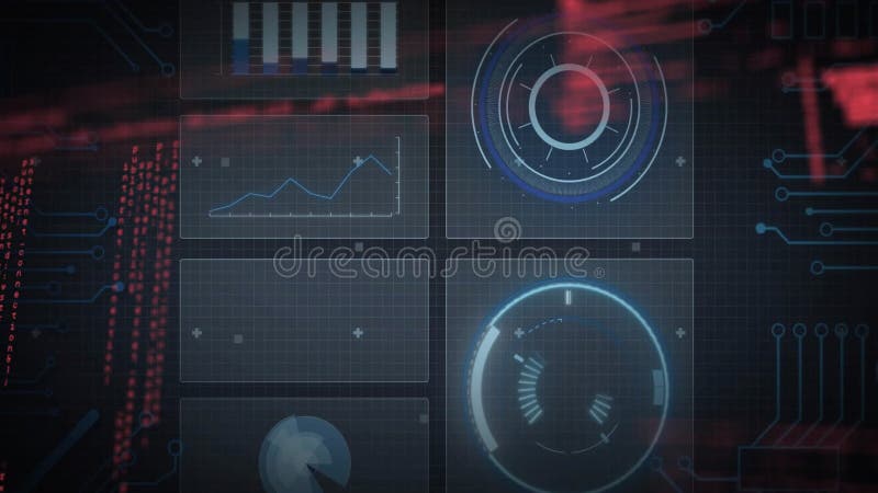 Graphs and Circular Charts Animating on Digital Interface for Data Processing Stock Footage ...