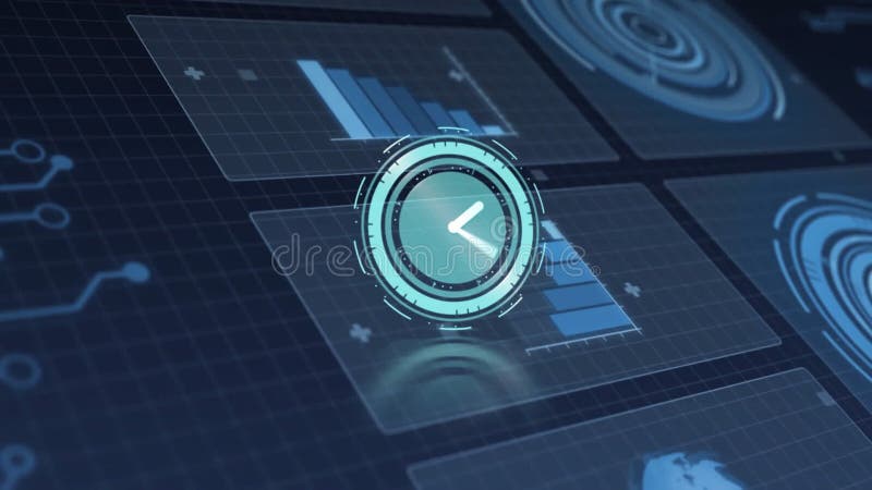 Graphs And Circular Data Visualizations Animating On Digital Interface