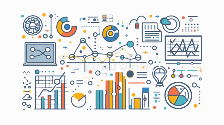 Graphs and Data Analysis Outline Icons Set for Professionals Stock ...