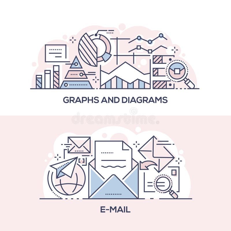 Graphs and Diagrams and Email Banner Template Stock Vector ...