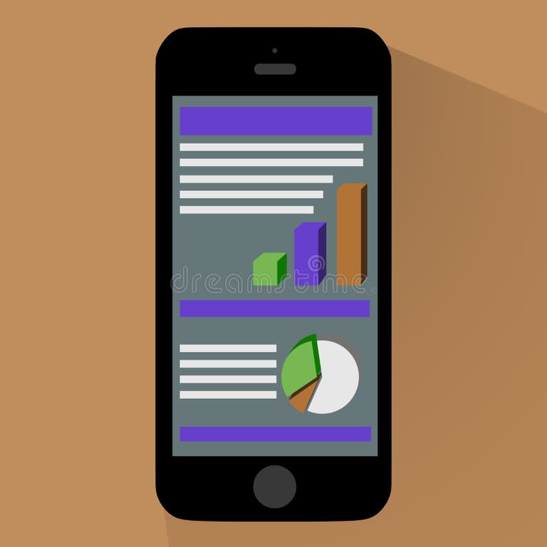 Graphs and Diagrams on Smartphone Stock Illustration - Illustration of ...