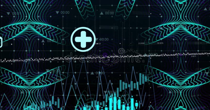 Graphs and Digital Patterns Creating Medical Data Animation on Dark ...