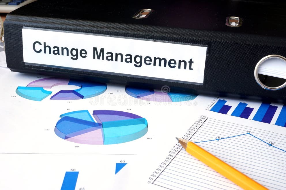 Graphs and File Folder with Label Change Management. Stock Photo ...