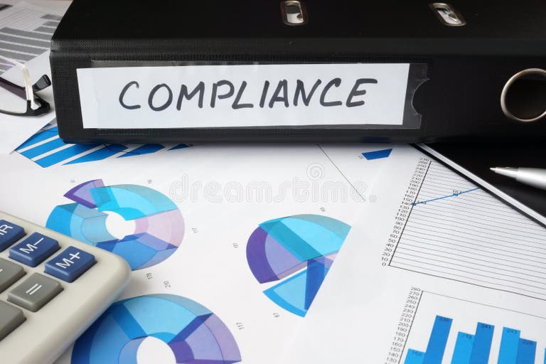 Graphs and File Folder with Label Compliance. Stock Photo - Image of ...