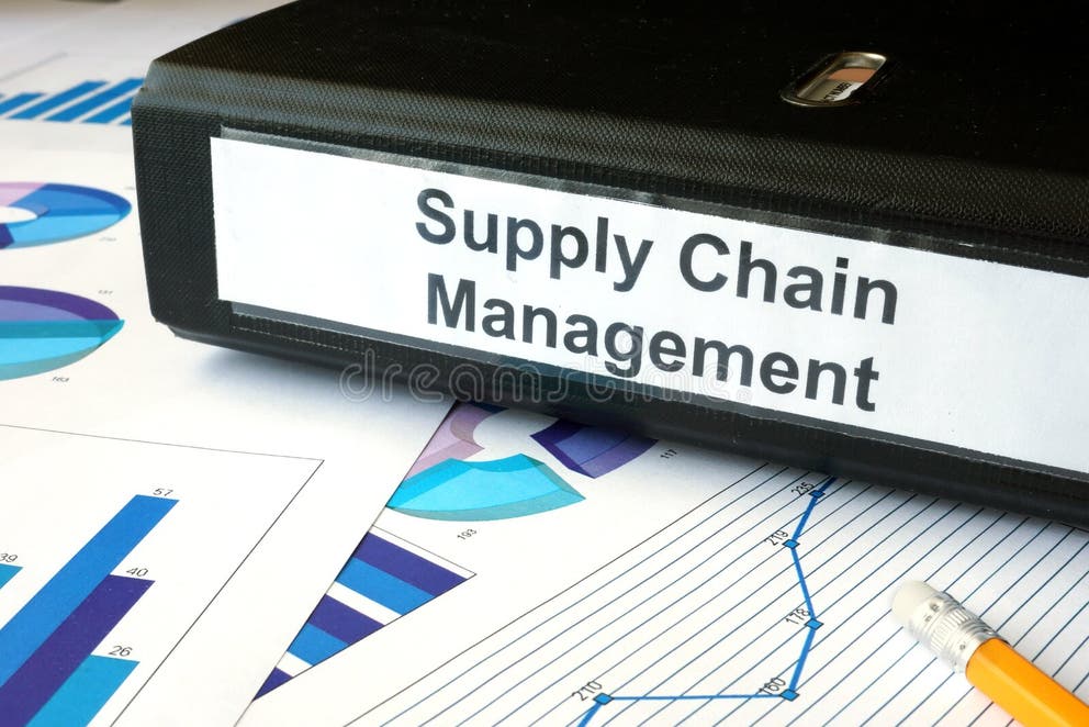 Graphs and File Folder with Label Supply Chain Managment. Stock Image ...