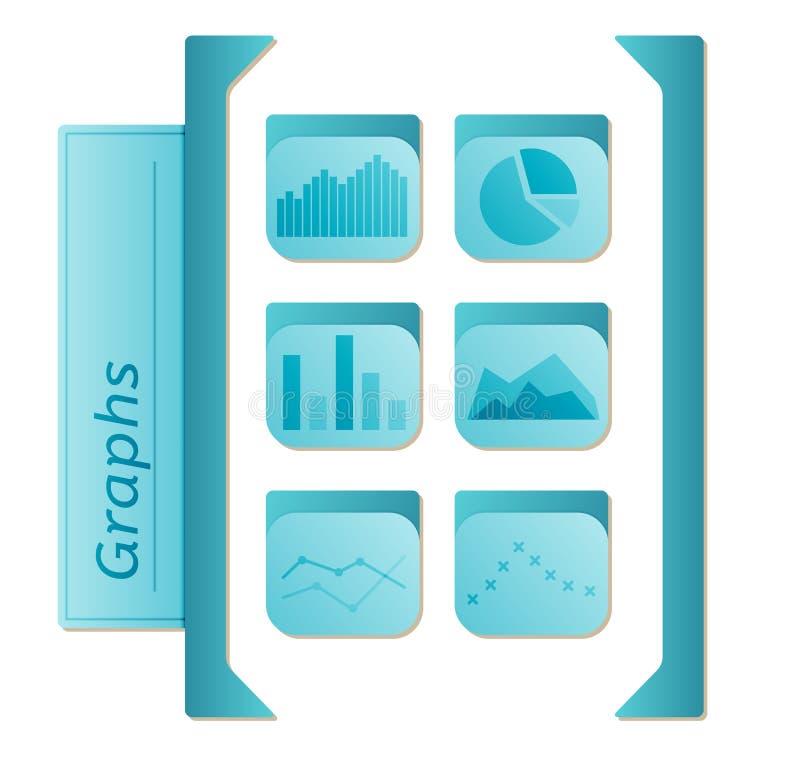 Graphs Icons with Six Types of Graphs in Blue Color on White Background ...