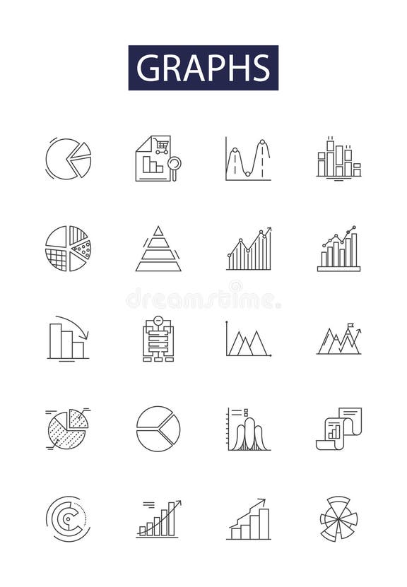 Graphs Line Vector Icons and Signs. Charts, Plots, Diagrams, Maps, Curves, Lines, Data, Nodes ...