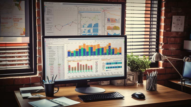Graphs office data stock illustration. Illustration of calculation ...