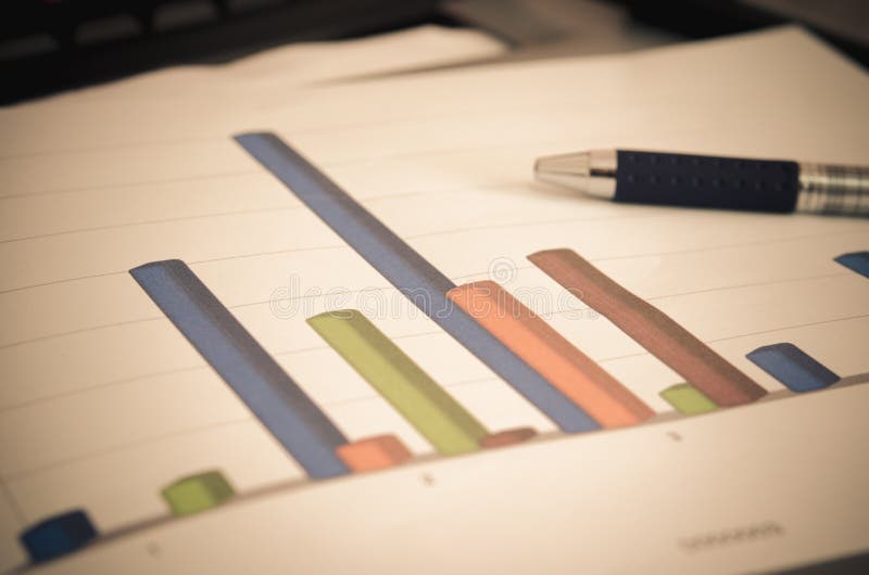 Graphs and pen stock image. Image of data, chart, profit - 85034229
