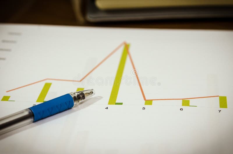 Graphs and pen stock photo. Image of report, growth, chart - 84198900