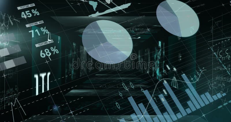 Graphs and Pie Charts Animation Over Dark Corridor with Testing ...