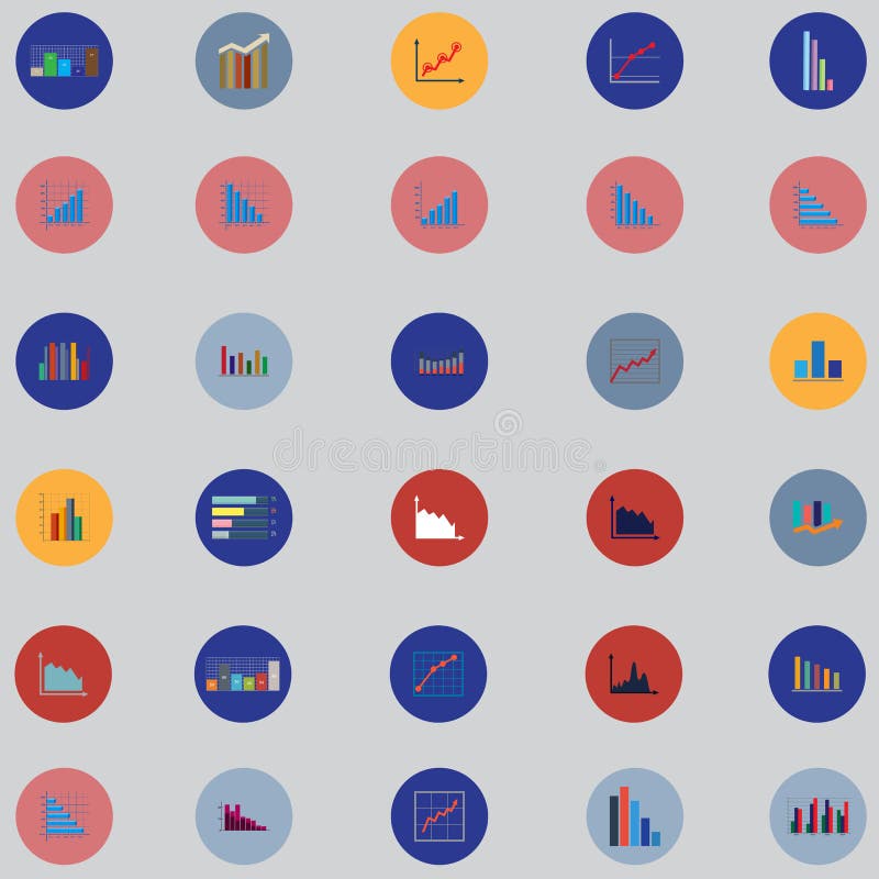 Graphs, Pie Charts. Items for Business, Statistics and Reports. Flat ...