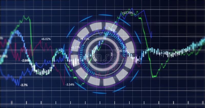 Graphs Processing Data and Data Loading Icon on Black Background Stock ...