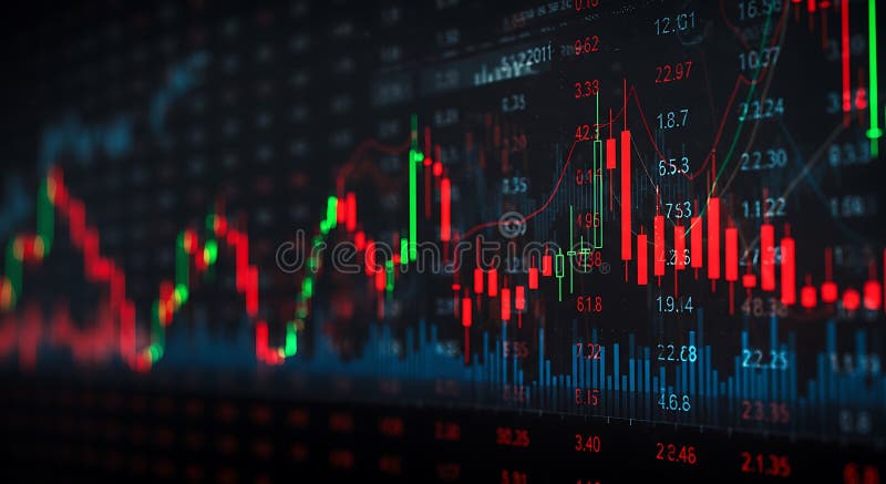 Graphs with Red and Green Candlesticks Display Stock Market Data on a ...
