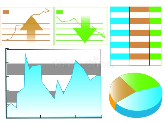 Statistiska grafer vektor illustrationer. Illustration av ekonomi - 5299159