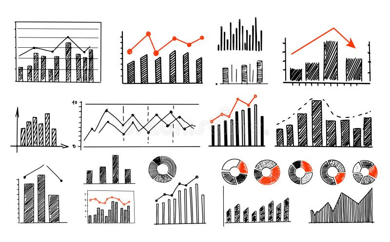 Graphs on white background stock vector. Illustration of doodle - 371840473
