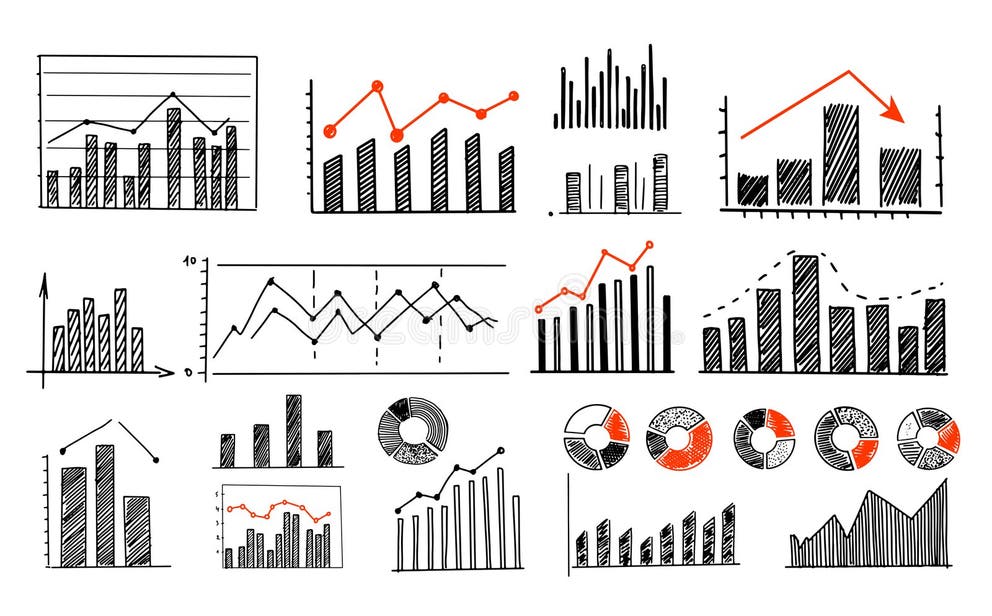 Graphs on white background stock vector. Illustration of doodle - 371840473