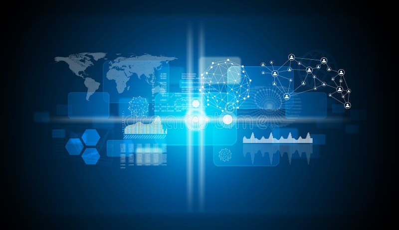 Graphs, World Map, Network and Other Elements Stock Illustration ...