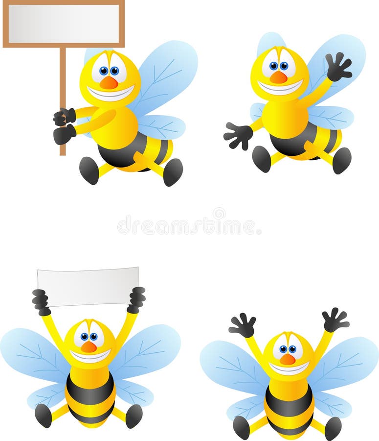 De Mascotte Van De Beeldverhaalbij Leuke Honingbij, Vliegende Bijen En ...