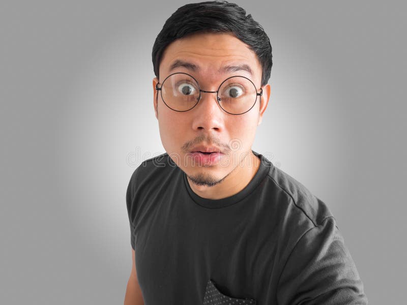 Grappig Geschokt En Verrast Gezicht Van De Mens Stock Afbeelding ...