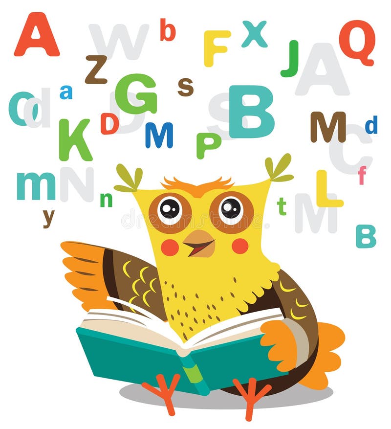 Grappig Owl Learn To Read Book Op Een Witte Achtergrond Vector ...