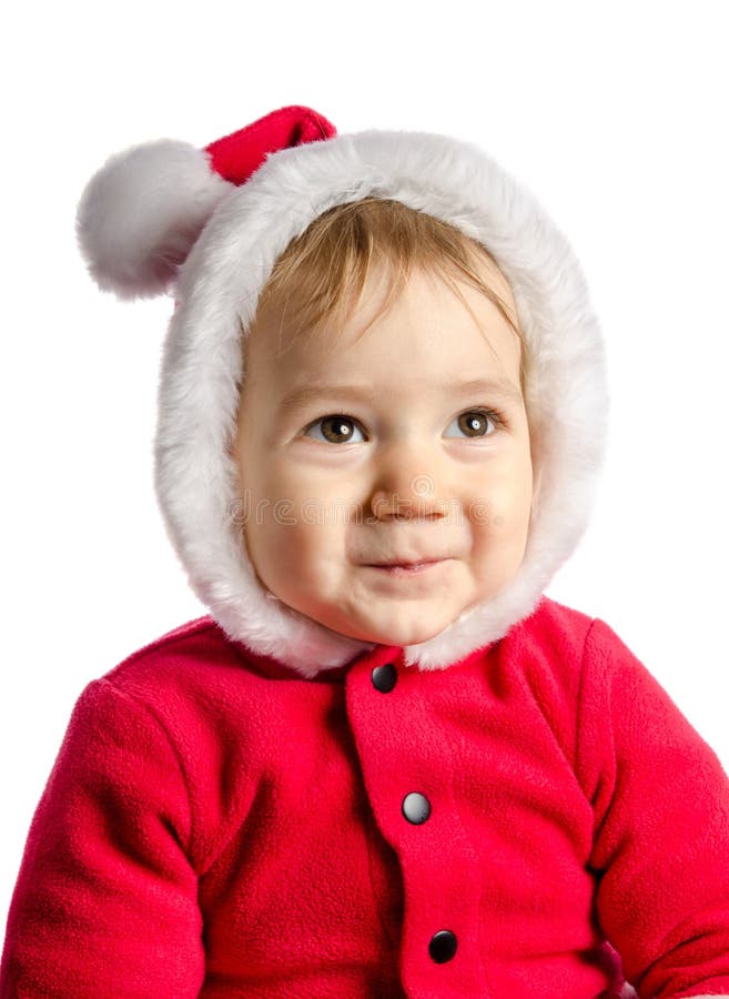 Grappige Baby in De Kleren Van De Kerstman Stock Afbeelding - Image of ...