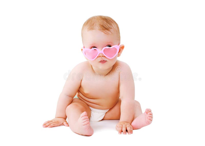 Grappige Baby in Glamourglazen Stock Foto - Image of strand ...