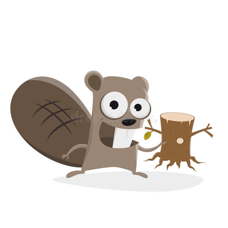 Grappige Bever Met Boomstomp Vector Illustratie - Illustration of nave ...