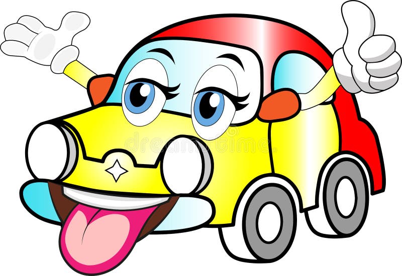 Grappige Beeldverhaal Rode Reizende Auto Stock Illustratie ...