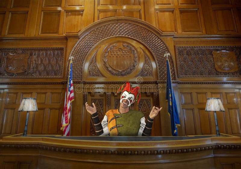 Grappige Hof Nar, Rechter, Wet, Rechtszaal Stock Afbeelding - Image of ...