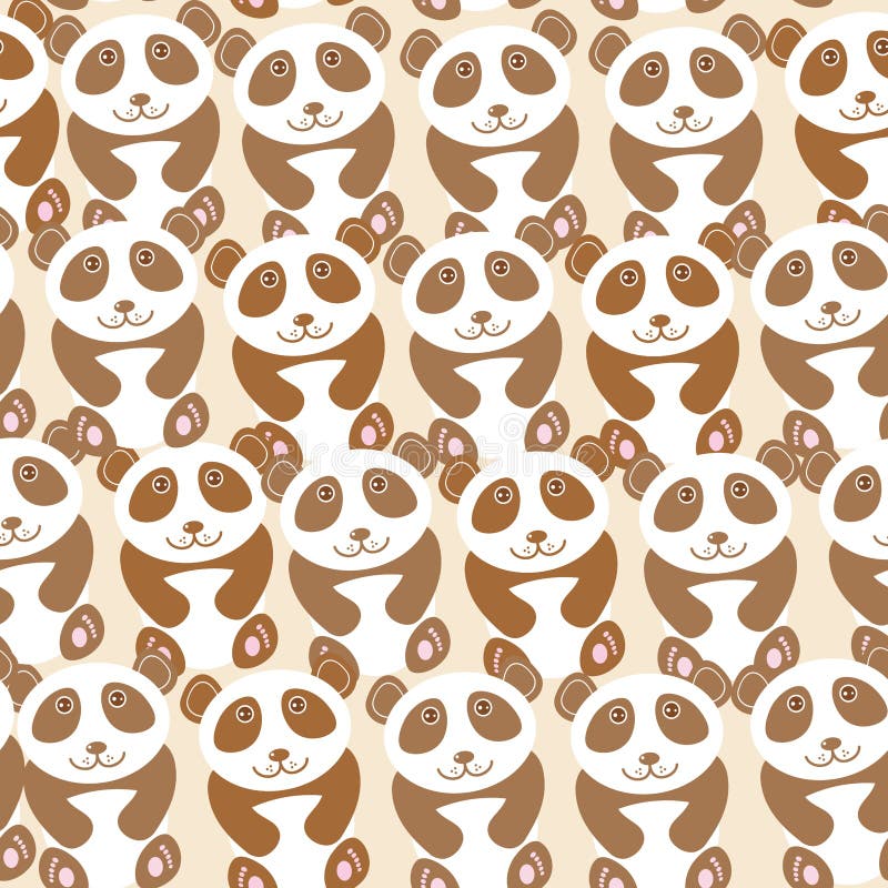 Grappige Leuke Panda Naadloze Achtergrond, Patroon Vector Vector ...