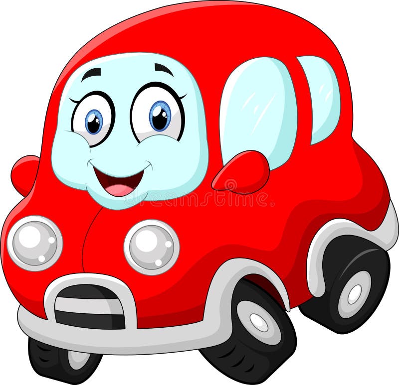 Grappige rode auto stock illustratie. Illustration of vervoer - 60363976