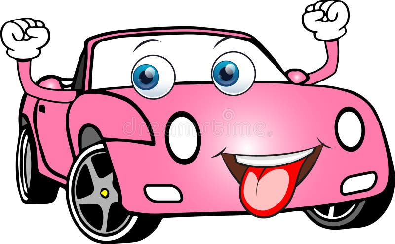 Grappige Beeldverhaal Rode Reizende Auto Stock Illustratie ...